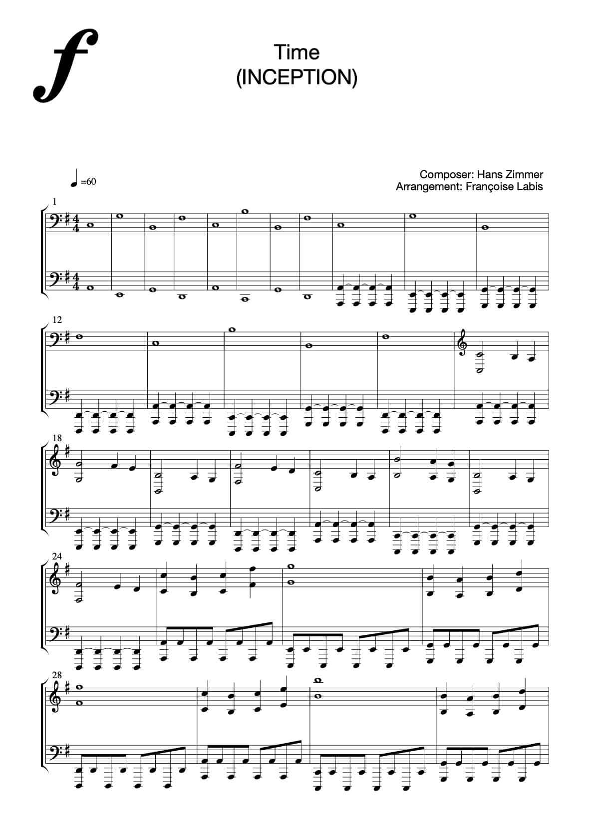 Time (From Inception) – Piano Sheet Music (PDF Download) – Flabis Piano